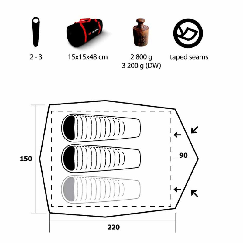 Tente Alfa Sand 2/3 personnes Trimm - Tentes de bivouac - Inuka