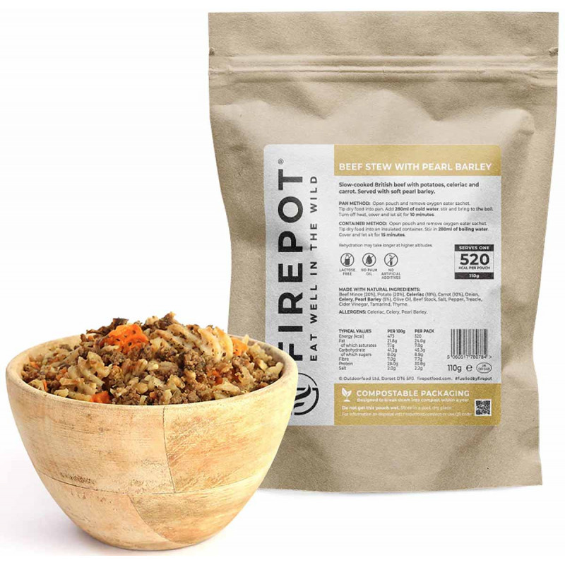 Firepot Dehydrated Beef and Barley Stew - Adventure Food - Inuka.com